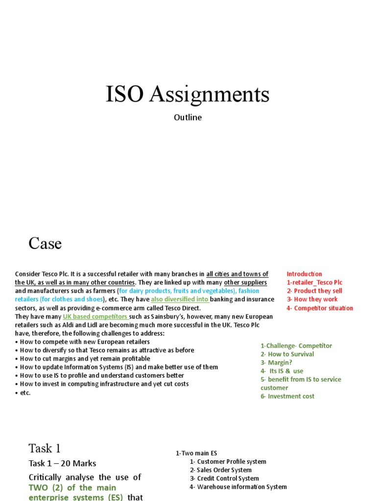 ISO Assignments Outline (Task 1-5) | PDF | Tesco | Retail