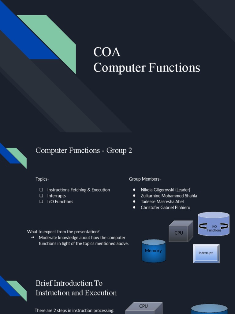 COA Computer Functions | PDF | Central Processing Unit | Input/Output