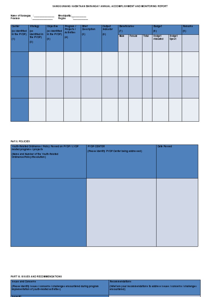 Name of Barangay: - Municipality: - Province: - Region | PDF | Policy ...