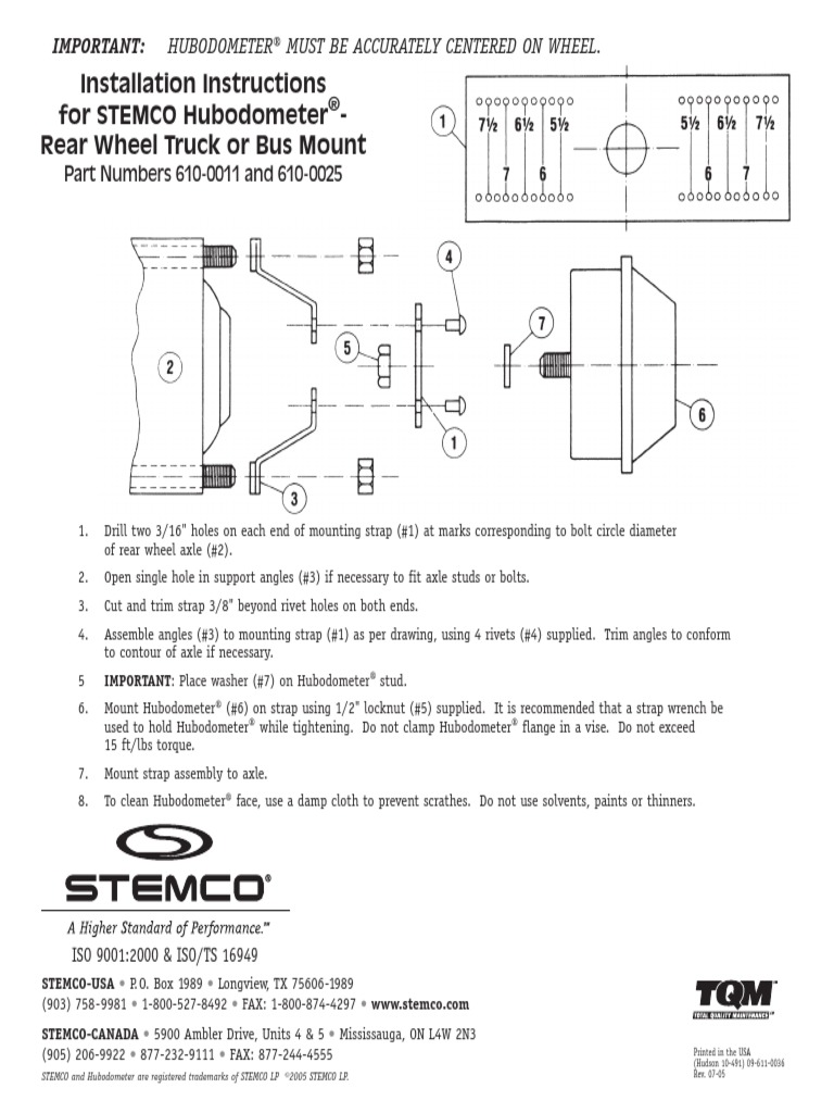 Installation Instructions For STEMCO Hubodometer - Rear Wheel Truck or ...