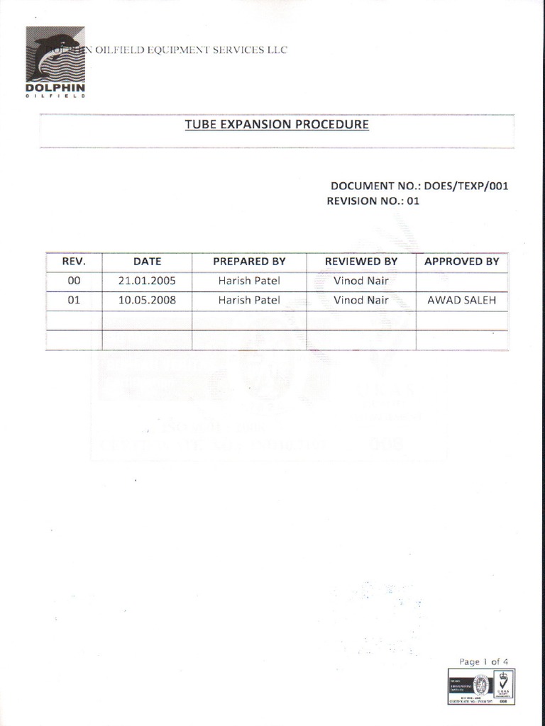 Tube Expansion Procedure | PDF