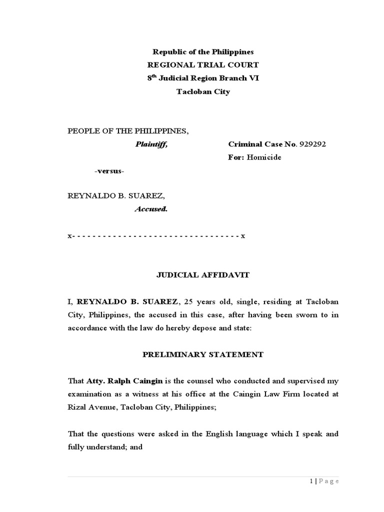 Judicial Affidavit Accused | PDF | Perjury | Judiciaries