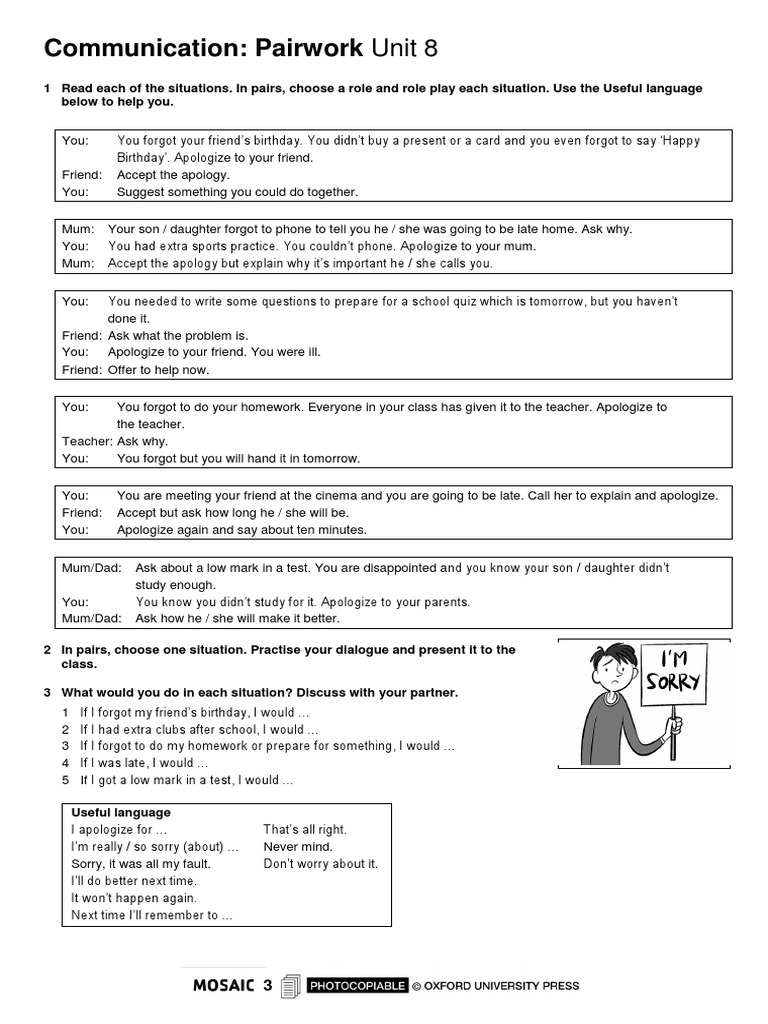 Communication: Pairwork Unit 8 | PDF | Language Arts & Discipline