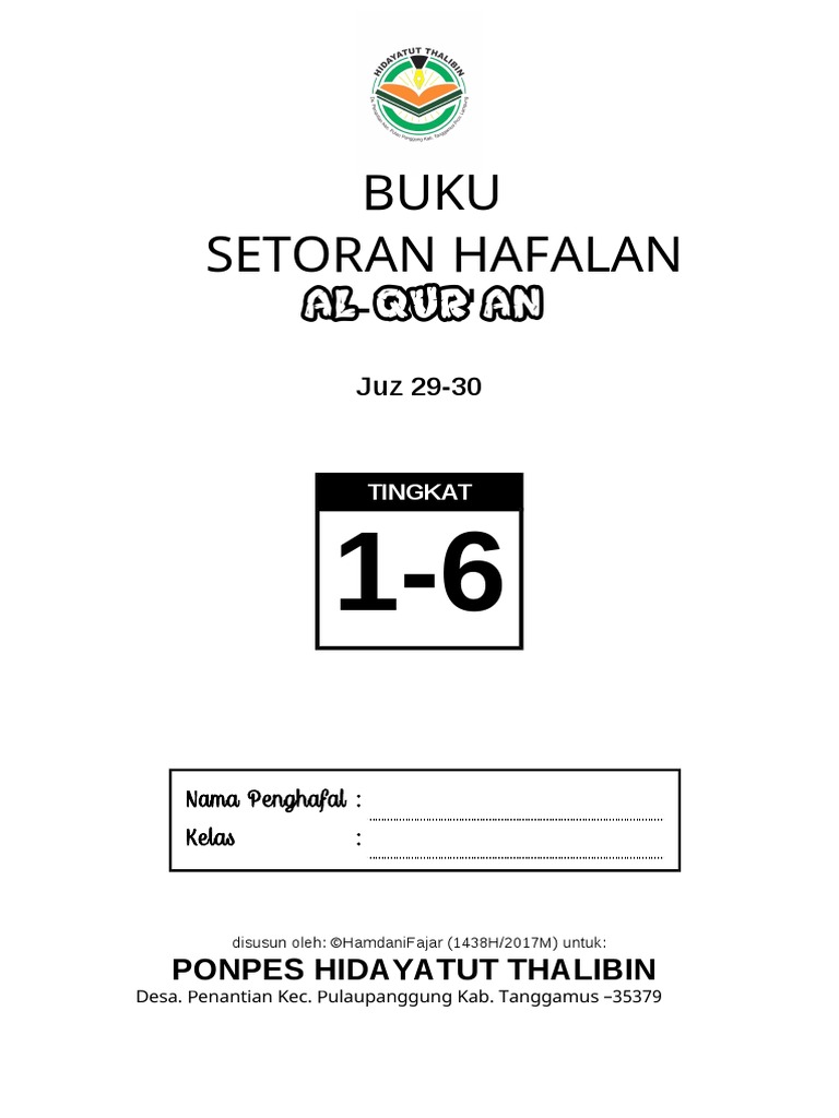 Buku Setoran Hafalan Quran SKA - Full | PDF