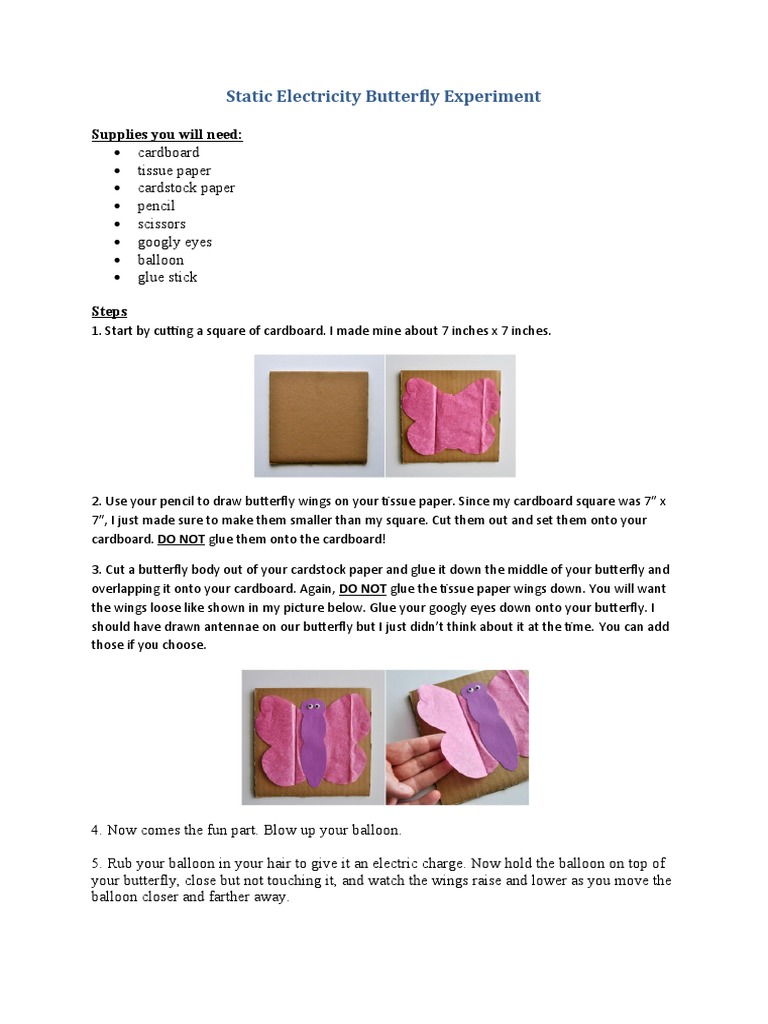 Static Electricity Butterfly Experiment | PDF