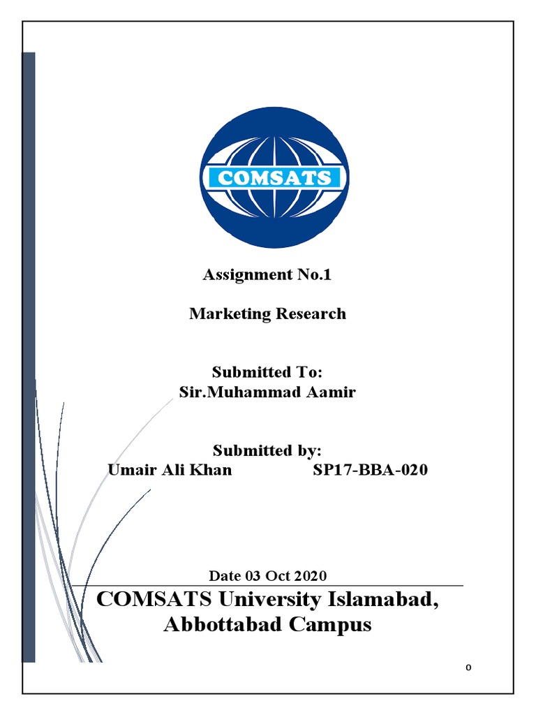 COMSATS University Islamabad, Abbottabad Campus: Assignment No.1 Marketing Research | PDF