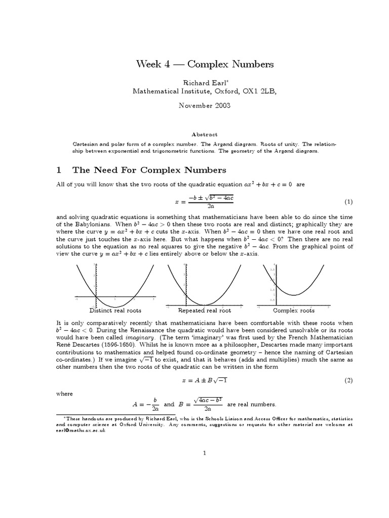 Complex PDF | PDF | Complex Number | Quadratic Equation