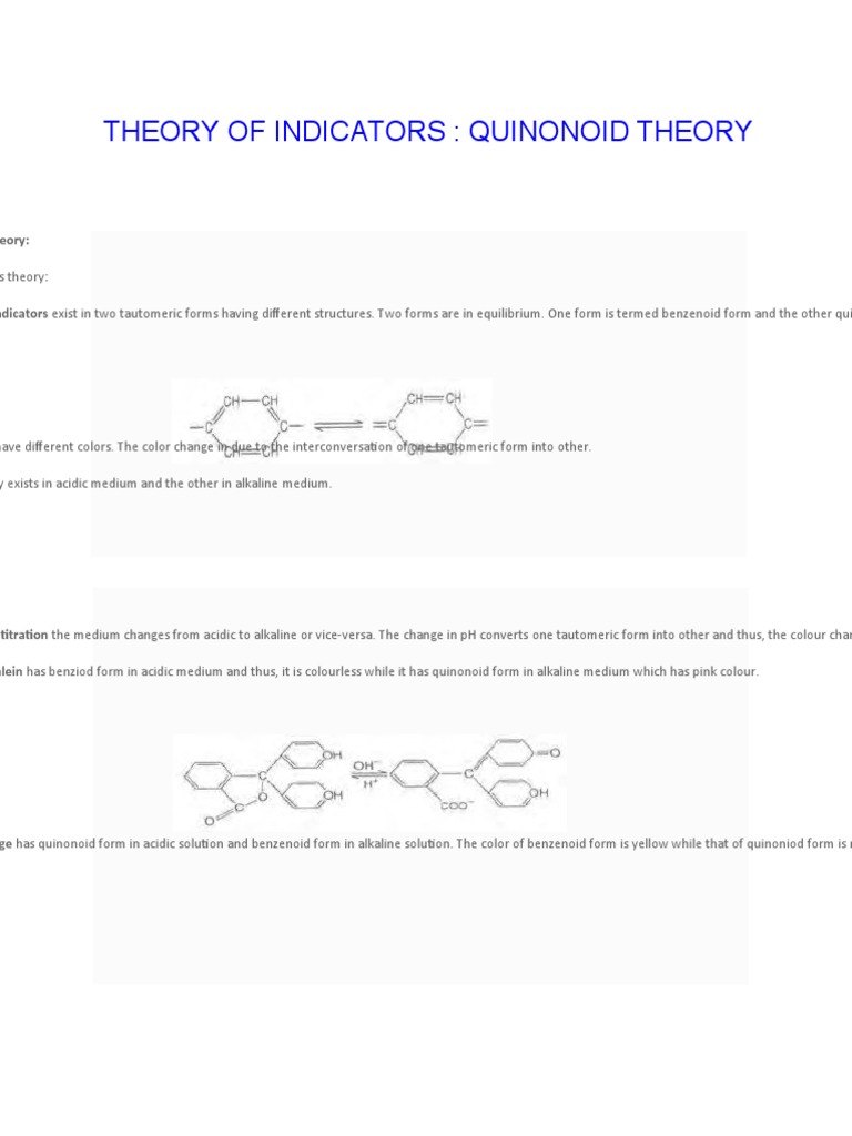 Theory of Indicators: Quinonoid Theory | PDF
