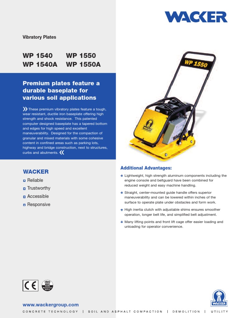 WP 1540 WP 1550 WP 1540A WP 1550A: Premium Plates Feature A Durable ...