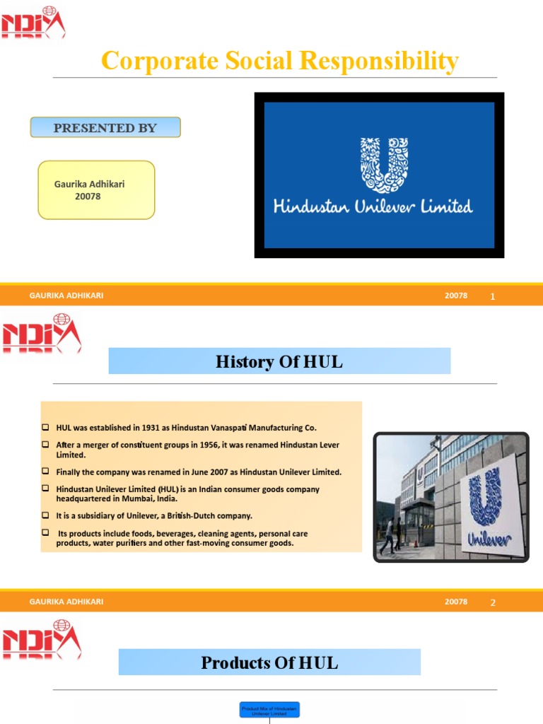 HUL's Corporate Social Responsibility Initiatives | PDF | Corporate ...