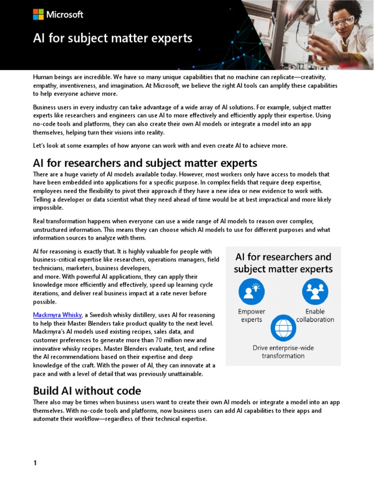 AI For Subject Matter Experts | PDF | Artificial Intelligence ...