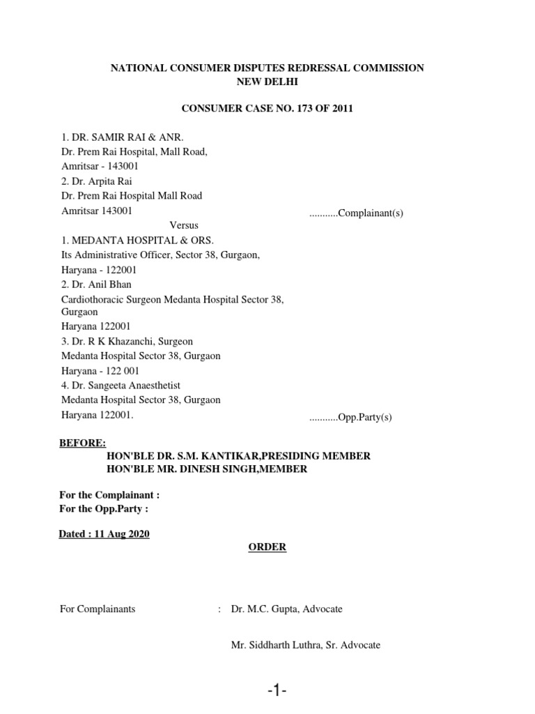 National Consumer Disputes Redressal Commission New Delhi Consumer Case ...