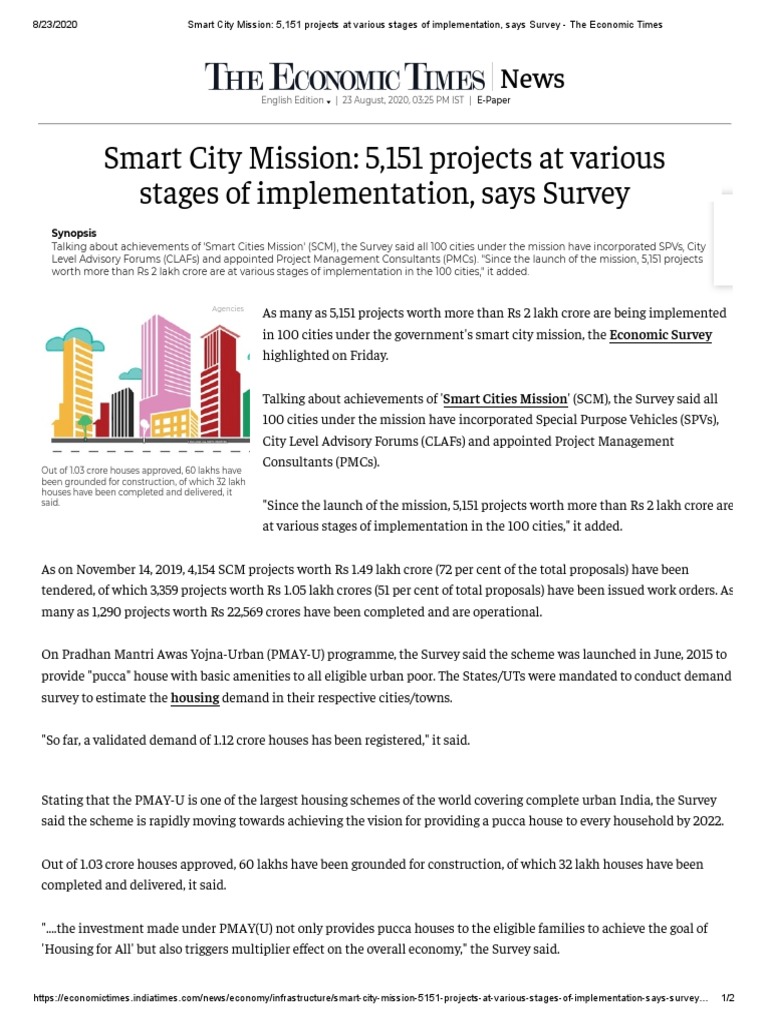 Smart City Mission: 5,151 Projects Update | PDF | Economy Of India ...