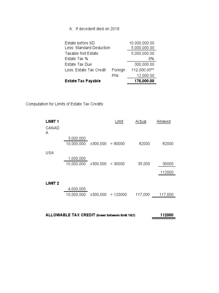 Estate Tax Computation Overview | PDF | Finance & Money Management