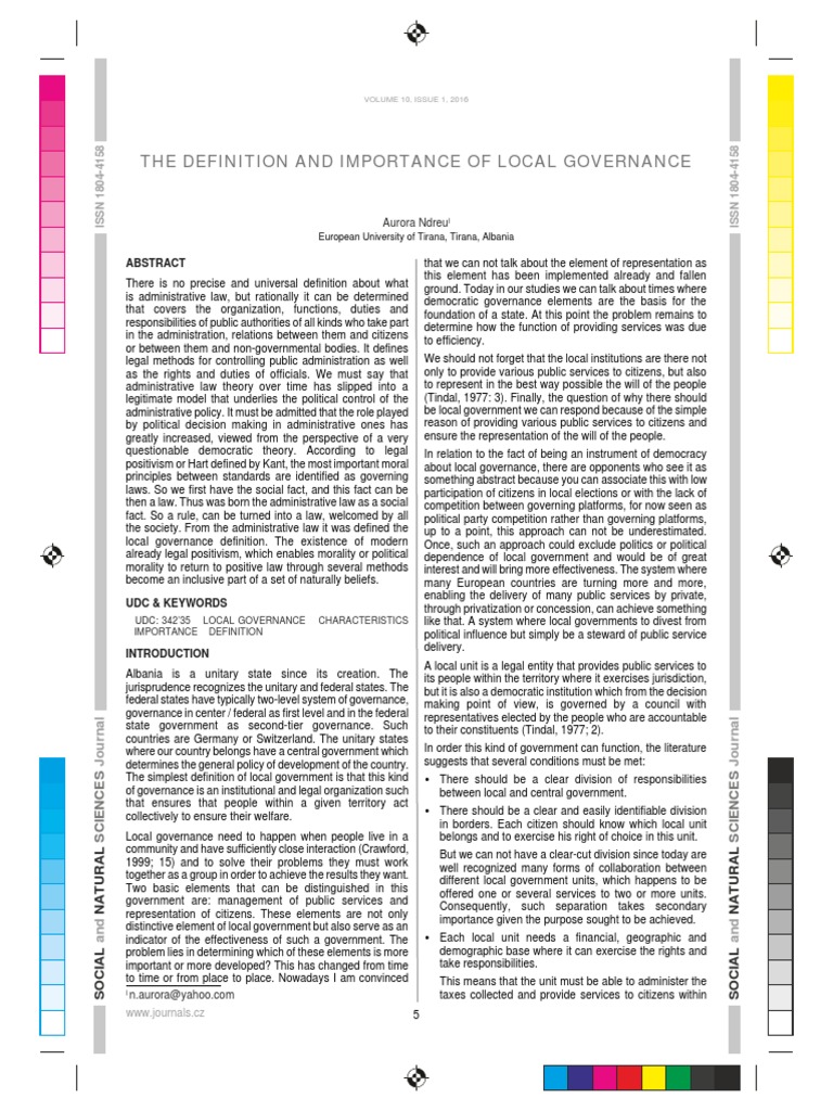 Defining Local Governance and Its Importance | PDF | Governance ...