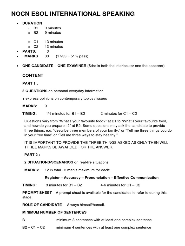 Nocn Speaking Info For Schools PDF | PDF | Question | Cognition