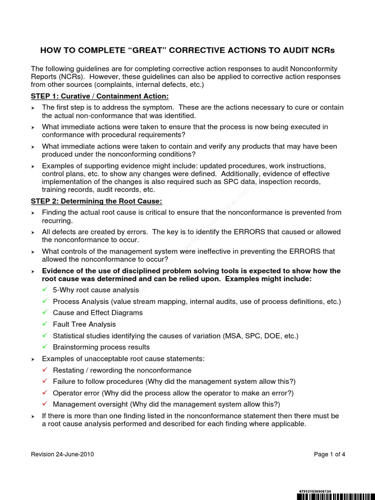 Effective Corrective Actions for NCRs | PDF | Audit | Business Process