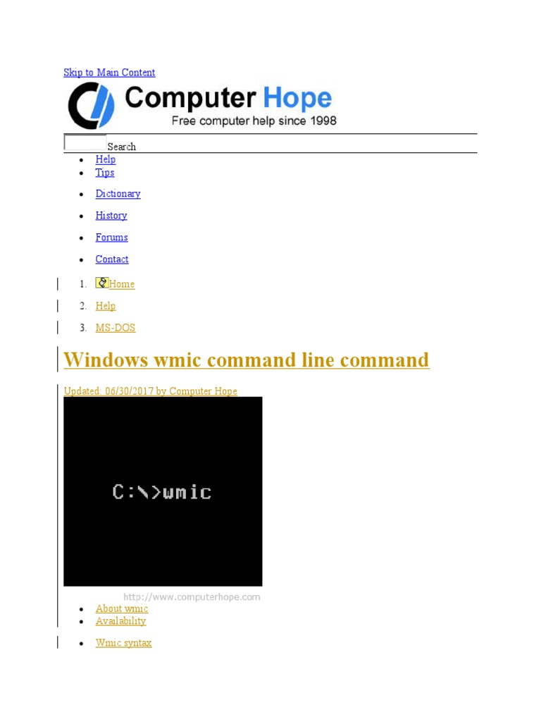 Wmic Command List | Download Free PDF | Command Line Interface | Namespace