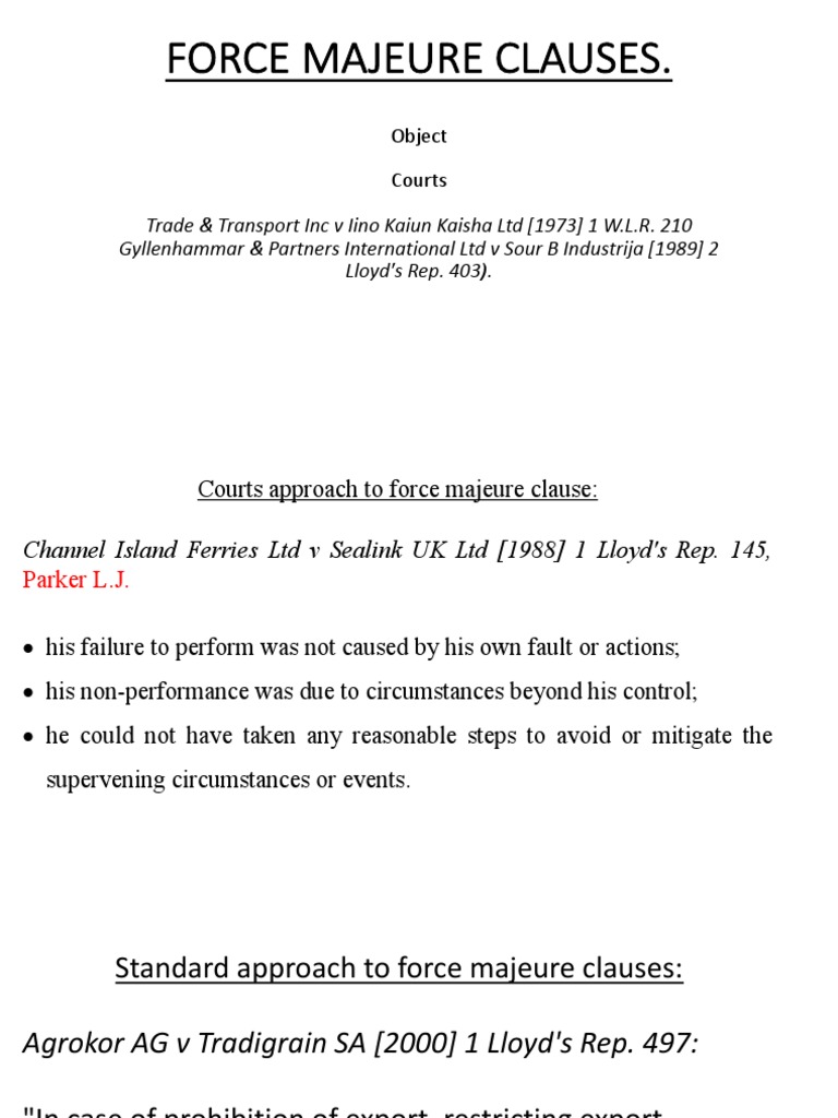Force Majeure Clauses.: Object Courts | Download Free PDF | Law Of ...