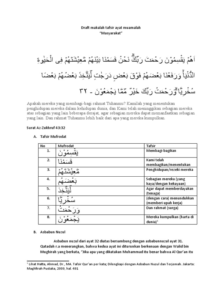 Draft Makalah Tafsir Ayat Muamalah | PDF