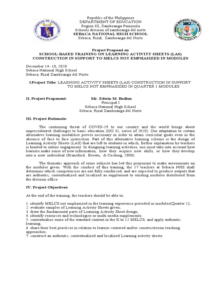 Sebaca National High School | PDF | Constructivism (Philosophy Of ...