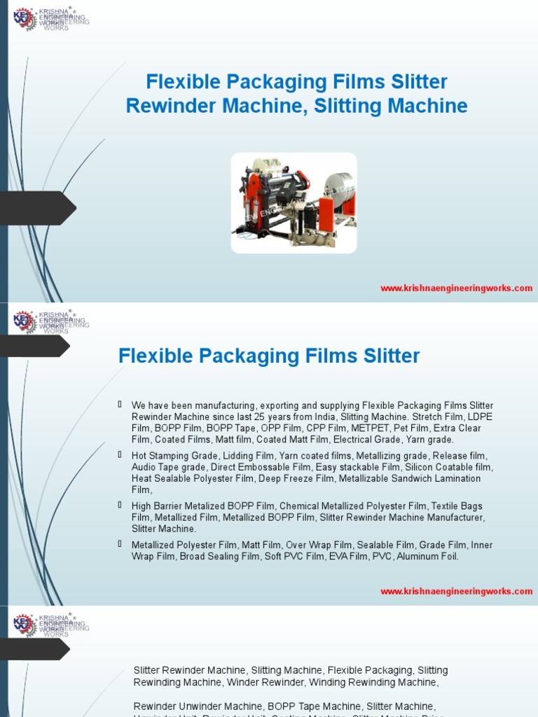 Flexible Packaging Films Slitter Rewinder Machine, Slitting | PDF