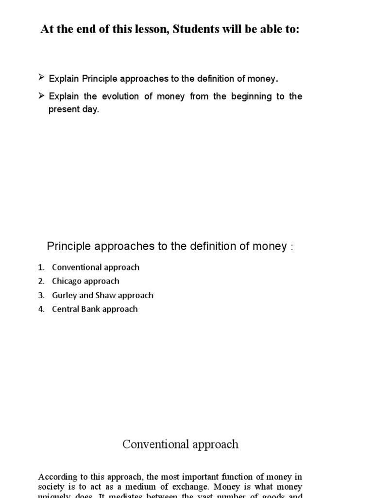 Principles and Evolution of Money | PDF | Medium Of Exchange | Money