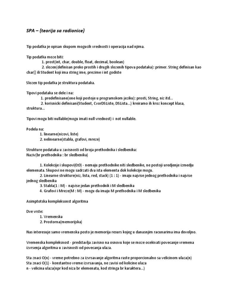 SPA Teorija Skripta | PDF