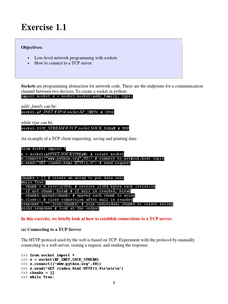 6 Exercises | PDF | Network Socket | Transmission Control Protocol