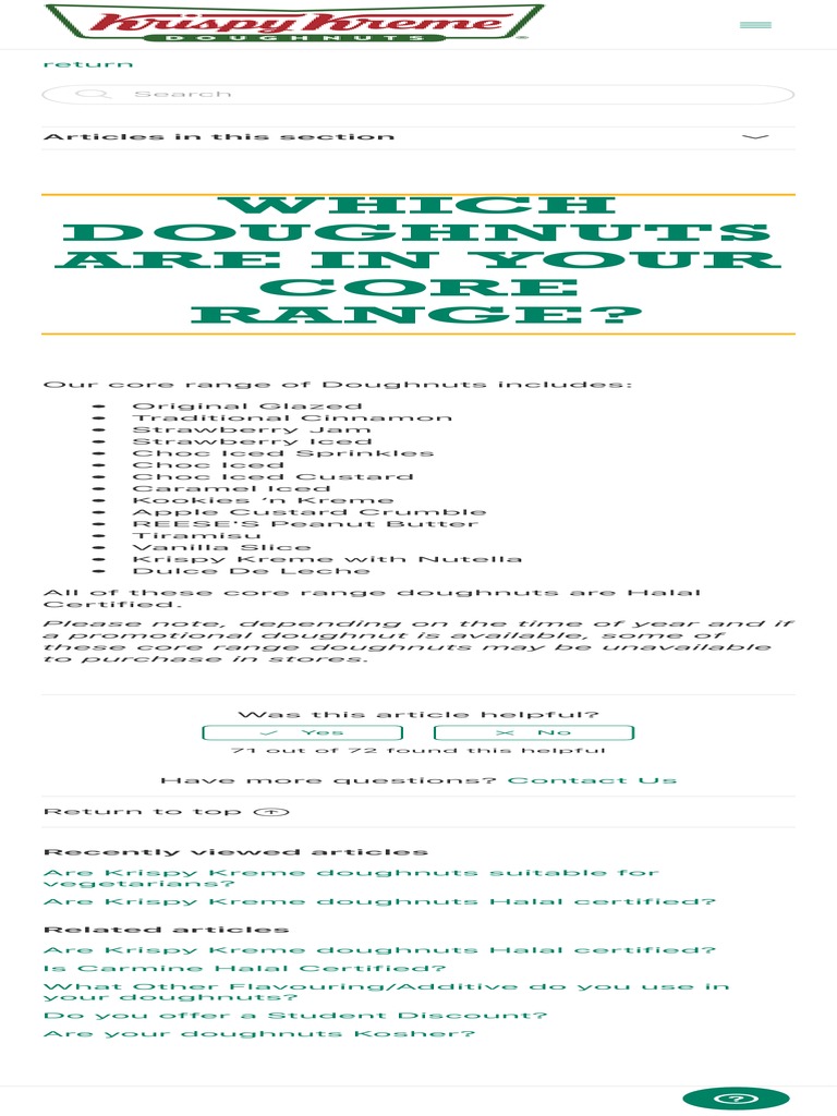 Which Doughnuts Are in Your Core Range - Krispy Kreme Customer ...