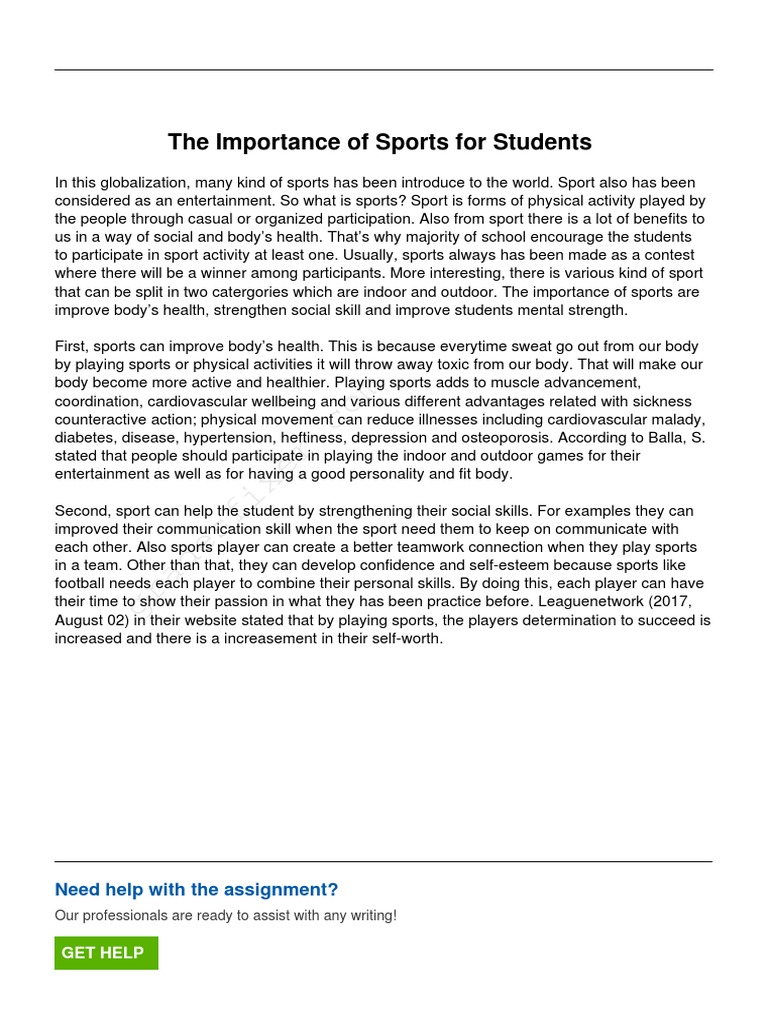 The Importance of Sports For Students | PDF | Sports | Health Care