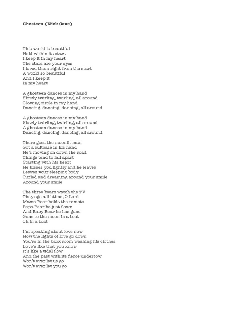 Ghosteen (Nick Cave) (Lyrics) | PDF