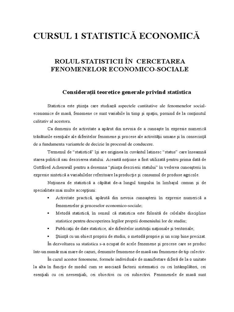 Cursul 1 - Statistica Economica | PDF