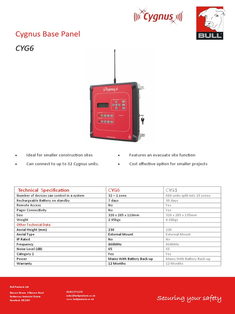 Cygnus Alarm System Overview and Specs | PDF | Technology & Engineering