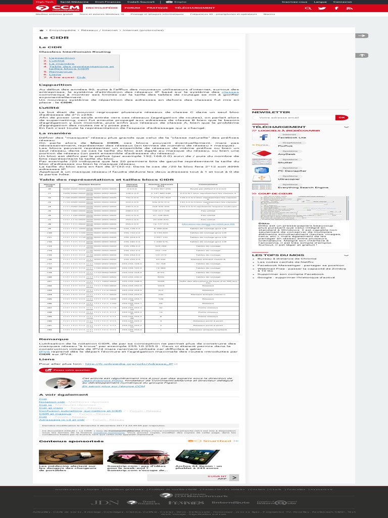 Le CIDR | PDF | Adresse IP | Protocoles de communication
