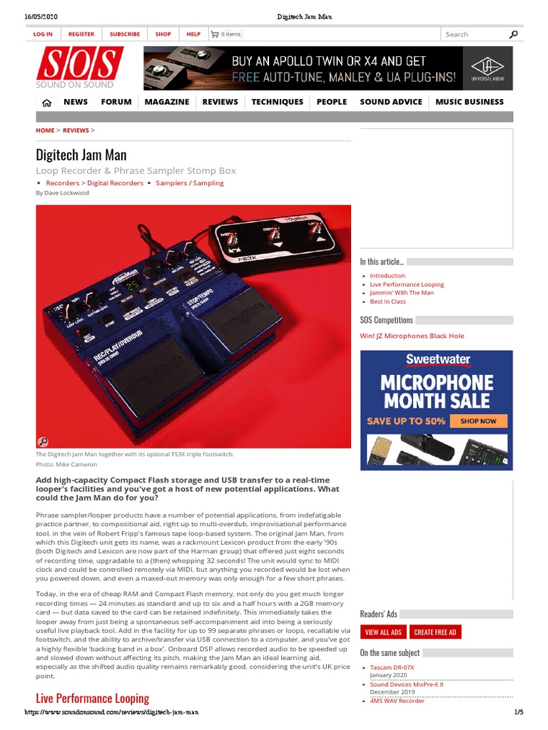 Digitech Jam Man | PDF | Sound Recording And Reproduction | Synthesizer