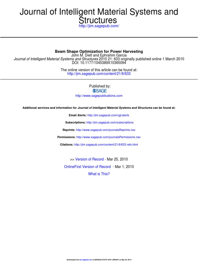 Beam Shape Optimization For Power Harvesting PDF | PDF ...
