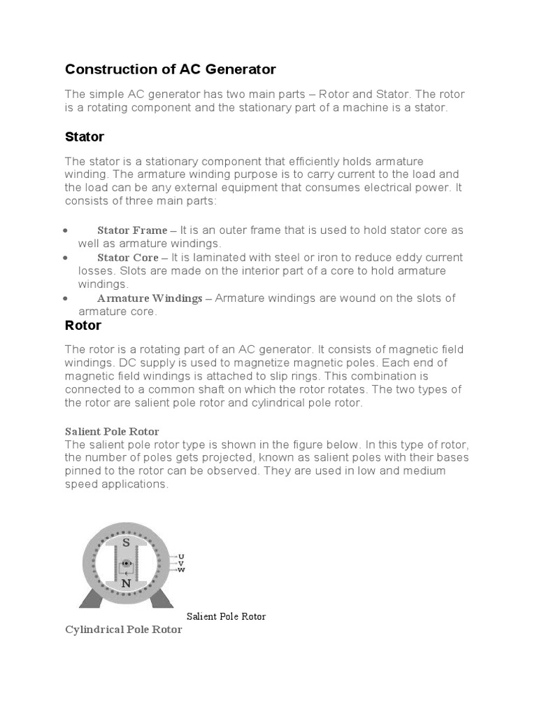 Construction AC Generator | PDF