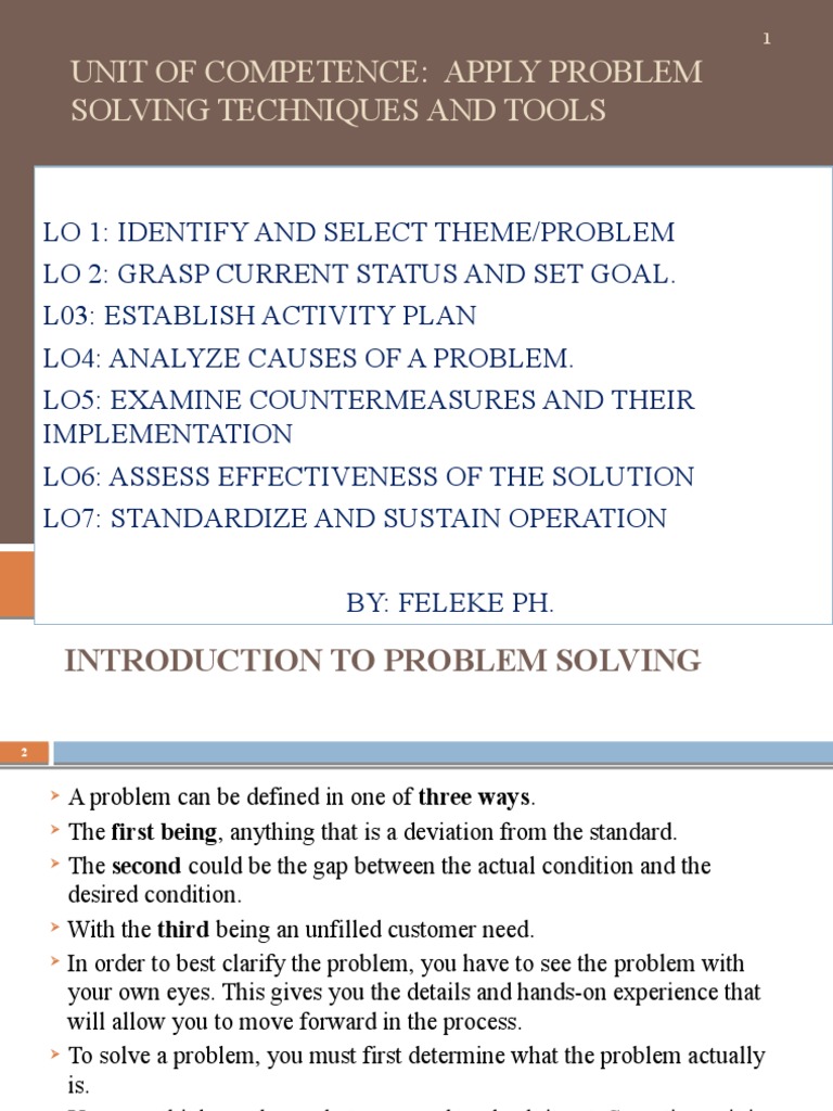 Power Point For Apply Problem Solving Techniques and Tools | PDF ...