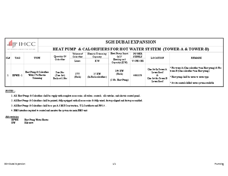 Heat Pump& Calorifiers Sch. | PDF | Water Heating | Energy Technology