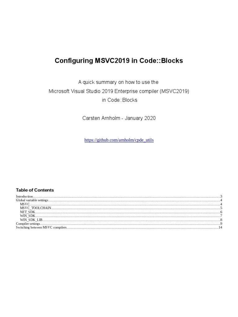 Configuring MSVC2019 in Code::Blocks | PDF | Microsoft Visual Studio | Compiler