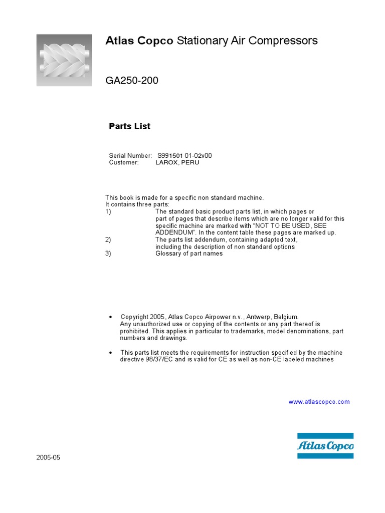 Manual de Partes GA250 - SERIE S99150101-02 PDF | PDF | Washer ...