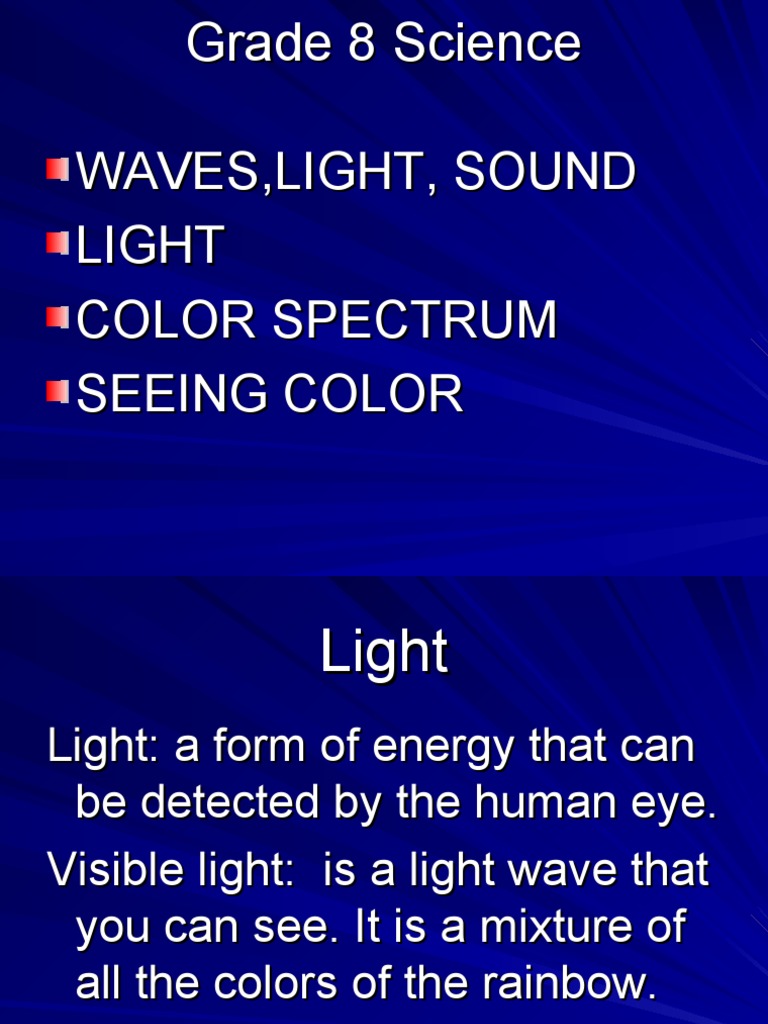 Grade 8 Science: Light & Waves | PDF | Electromagnetic Spectrum ...