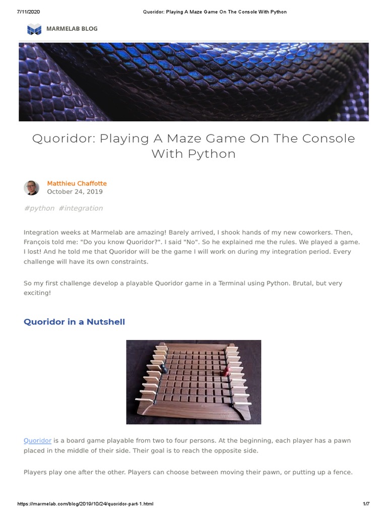 Quoridor - Playing A Maze Game On The Console With Python | PDF | Computer Keyboard | Command ...