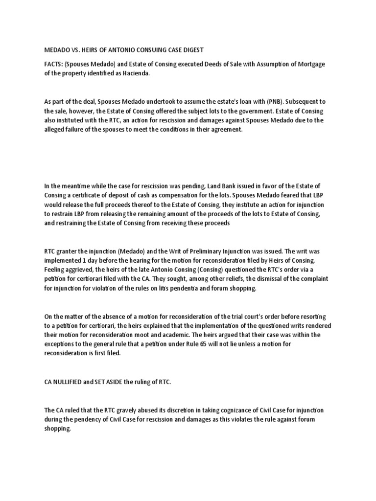 Medado Vs Heirs Case Digest | PDF | Pleading | Lawsuit