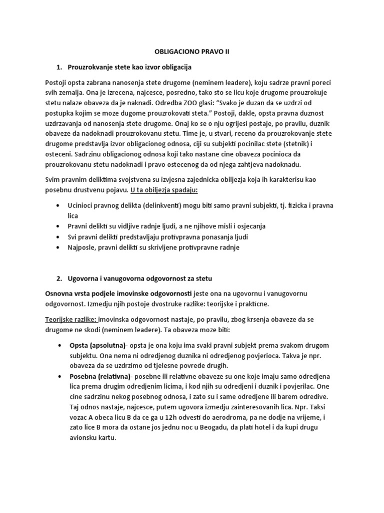 Obligacije II - Skripta | PDF