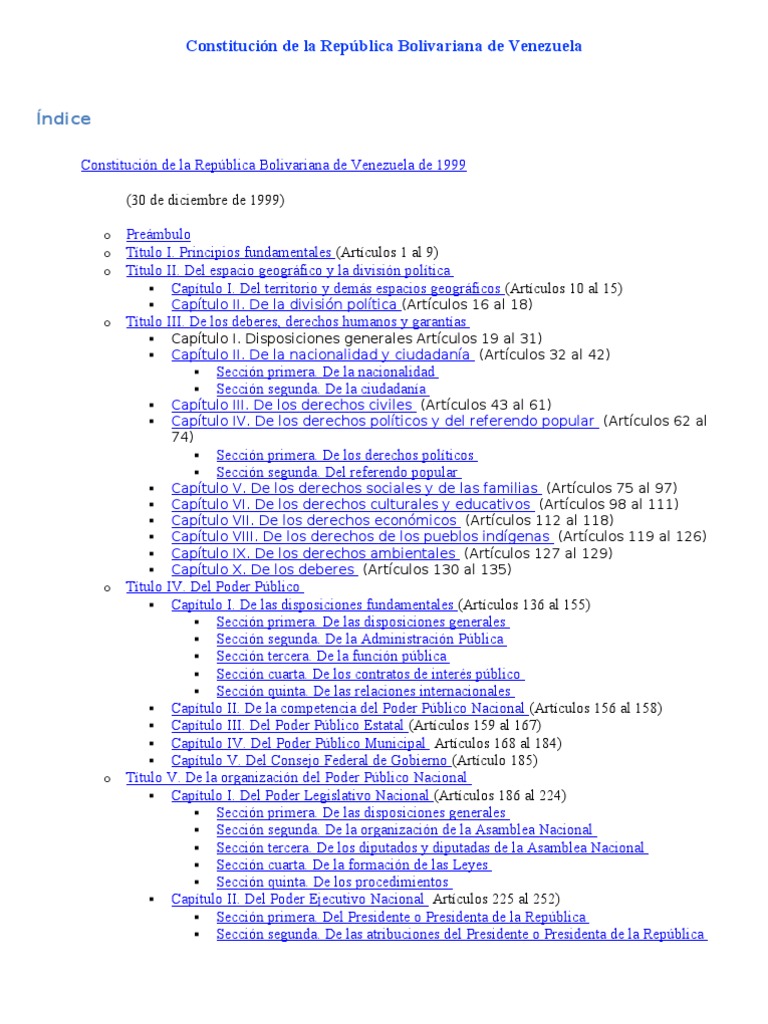 Constitución Venezuela 1999 | PDF | Esfera pública | Instituciones sociales