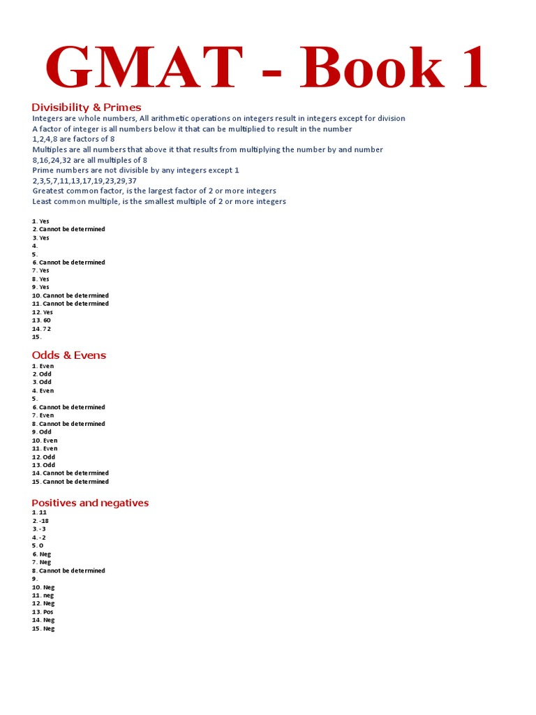 GMAT - Book 1: Divisibility & Primes | PDF | Integer | Prime Number