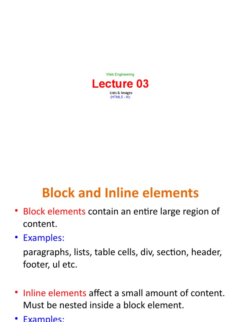 Web Engineering: Lists & Images | PDF | Html Element | Html