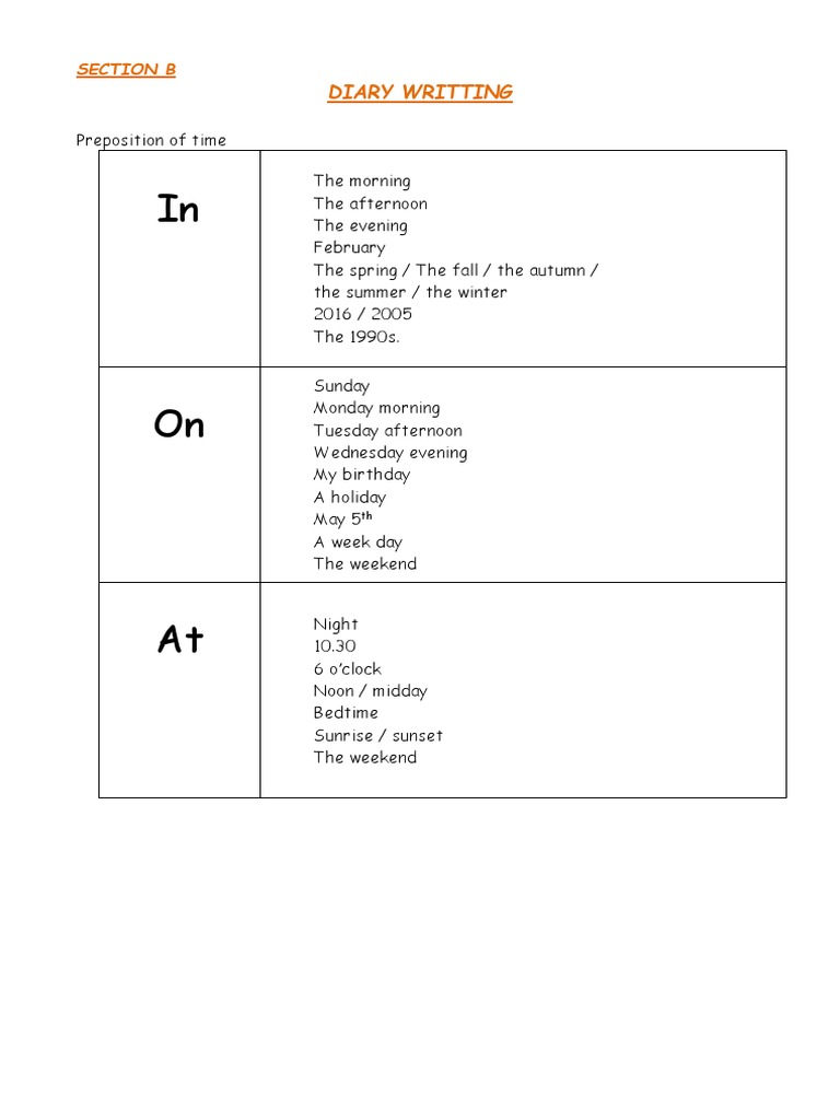 Diary Writting: Section B | PDF